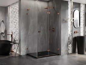 Mexen Lunar-F L, sprchový kout pravý 85 x 70 cm, 8mm čiré sklo, profil růžové zlato, 836L-085-070-60-00-P