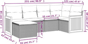 6dílná zahradní sedací souprava s poduškami šedá polyratan 3260261