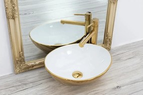 SATUR gold+white Umyvadlo na desku - lesk