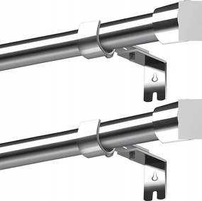 Garnýž Na Záclony 200 220 CM, Stříbrný, Nastavitelný Úchyt, Průměr 2 CM