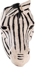 Bílo-černá antik nástěnná dekorace hlava zebra S - 10*20*18 cm