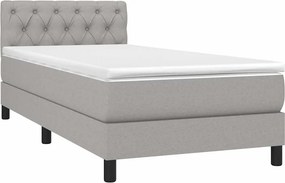 Box spring postel s matrací a LED světle šedá 80x200 cm textil 3133349