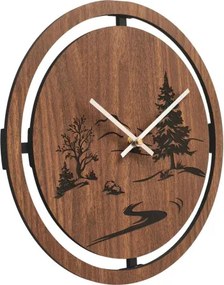 Dřevěné nástěnné hodiny s motivem lesa - moderní design | SENTOP HDF0609-silver-ruky