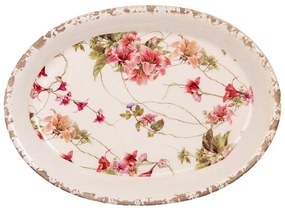 Keramický oválný podnos s květy Lilie - 25*18*3 cm