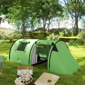 Outsunny rodinný stan pro 3–4 osoby, voděodolný s oddělenou ložnicí a obývacím prostorem, 3000 mm vodní sloupec, tmavě zelený