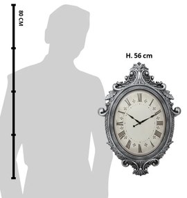 Stříbrné antik nástěnné hodiny Evellin - 56*6*76 cm / 1*AA