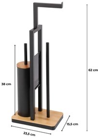 Erga Madryt, držák toaletního papíru s WC kartáčem a zásobníkem, hnědá-černá matná, ERG-YKA-P.MADRYT-BLK
