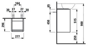 Laufen Base Skříňka pod umyvadlo 27,7 cm, závěsy vpravo, bílá lesklá H4030121102611