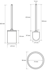 Sapho XR306W X-Round White WC štětka na postavení, bílá