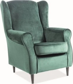 Casarredo - Komfort nábytek Křeslo ušák BARON velvet zelená/wenge