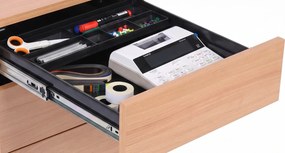 Kancelářský mobilní kontejner PRIMO WOOD, PUSH-lock, 3 zásuvky, buk
