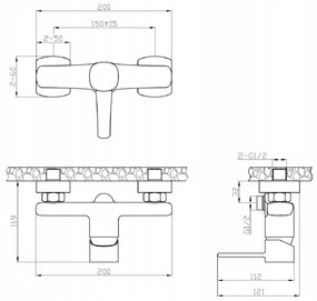 Invena Glamour Trend, sprchová baterie, černá matná, BN-02-004-V