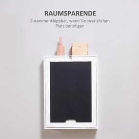 Nástěnný skládací stůl HOMCOM s 5 přihrádkami, bílá a černá deska, 60x94,5x147cm, prostorově úsporný pro domácí kancelář