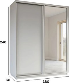 Skříň s posuvnými dveřmi 1800x2400x600 1LTD 1 Zrcadlo Nymphea Alba, profil stříbrný
