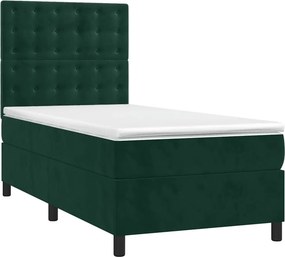 Box spring postel s matrací tmavě zelená 90x200 cm samet 3143244