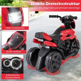 Costway 6 V Dětský motocykl 3-kolový elektrický motocykl s LED světlometem