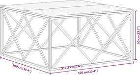 vidaXL Konferenční stolek nerezová ocel a masivní akácie [349983] Barva: Stříbrná