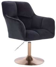 LuxuryForm DESIGN Otočné křeslo AMALFI VELUR na zlatém talíři - černé