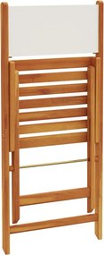 3dílný bistro set krémově bílý textil a masivní dřevo 3281760