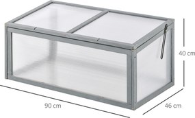 Outsunny skleník s krytem, odolný proti povětrnostním vlivům, ze dřeva a polykarbonátu, šedý, 90x46x40cm| Aosom