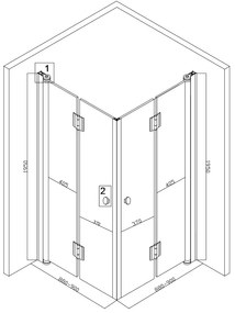BPS-koupelny Čtvercový sprchový kout HYD-SK08B-M 90x90 černá/transparent + vanička HYD-SSV-RIKO černá