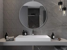 Mexen Loft, kulaté koupelnové zrcadlo 100 cm, barva rámu bílá, 9850-100-100-000-20
