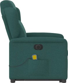 Elektrické zvedací masážní polohovací křeslo zelené textil 3303170
