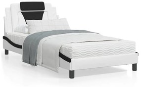 Rám postele s LED osvětlením bílý a černý 100x200 cm umělá kůže