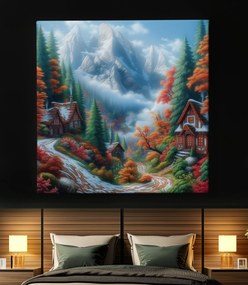 Obraz na plátně - Skalisté hory s jehličnatými lesy FeelHappy.cz Velikost obrazu: 60 x 60 cm