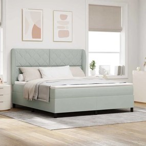 Postel s boxspringem s čelo Světle šedá 200 x 180 cm samet 3340994