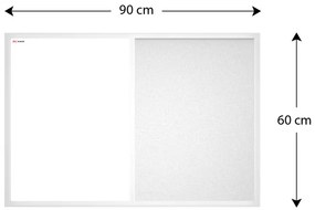 Allboards,Tabule COMBI - bílý korek a magnetická bílá 90x60 s bílým lakovaným dřevěným rámem,TMK96W