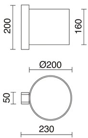 Exo 621C-G05X1A-50-CG nástěnné svítidlo Compact W, tmavě hnědá, E27, ø20cm, IP20