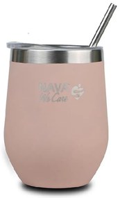 Sklenice se slámkou "We Care" růžová 360ml
