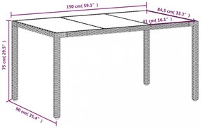 Zahradní stůl se skleněnou deskou bílý 150x90x75 cm polyratan