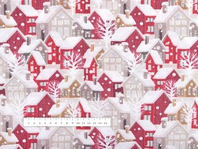 Biante Vánoční dekorační čtvercový ubrus PML-038 Zasněžená vesnička 140x140 cm