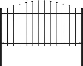vidaXL Zahradní plot s hroty ocel (1,25–1,5) x 1,7 m černý [144943]