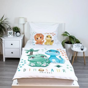 Jerry Fabrics s. r. o. Povlečení bavlněné do postýlky 135x100+40x60 - Dino "02" baby