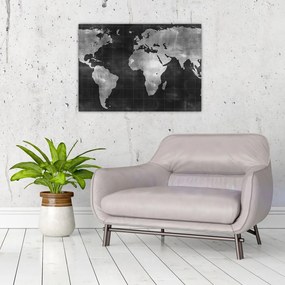 Skleněný obraz - Mapa světa (70x50 cm)