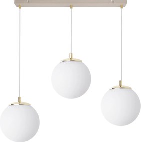 Závěsné svítidlo Florence, 3x bílé skleněné stínítko, g/be
