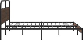 Kovový rám postele bez matrace hnědý dub 200 x 200 cm 3318702