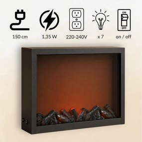Dekorativní LED krb, kovový, 10 x 41 x 35 cm