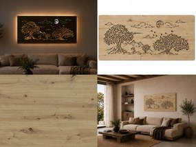 Li-Go "Čtyři duby a měsíc" světelný obraz s baterií a pohybovým čidlem 130x60 cm provedení povrchu: dub světlý
