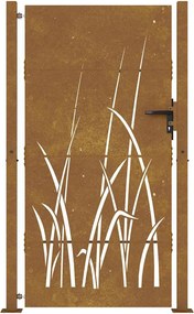 Zahradní branka 100 x 175 cm z corten oceli, design s trávou 153230
