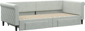 Válenda s přistýlkou a zásuvkami světle šedá 90 x 200 cm samet 3197819