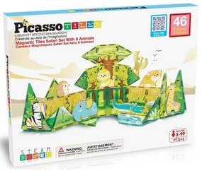 PicassoTiles magnetická stavebnice Safari Set s 8 zvířaty