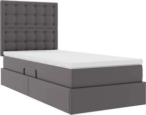 Postel s úložným prostorem s čelo Šedá 90 x 200 cm Umělá kůže 3371651