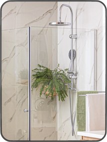HOMCOM Zrcadlo do koupelny 60x80 cm, dekorativní zrcadlo s kovovým rámem a snadnou instalací na stěnu do obývacího pokoje a předsíně