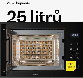 Klarstein Vestavná mikrovlnná trouba s grilem | 1200 W gril | 850 W mikrovlnná trouba | 60 cm