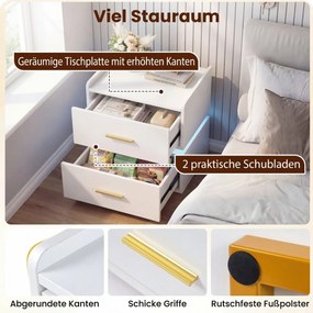 Costway Sada 2 nočních stolků s nabíjecí stanicí LED 2 zásuvkami moderní