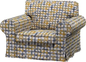 Potah na křeslo IKEA Ektorp barva modrá látka pletený vzor, vzorované